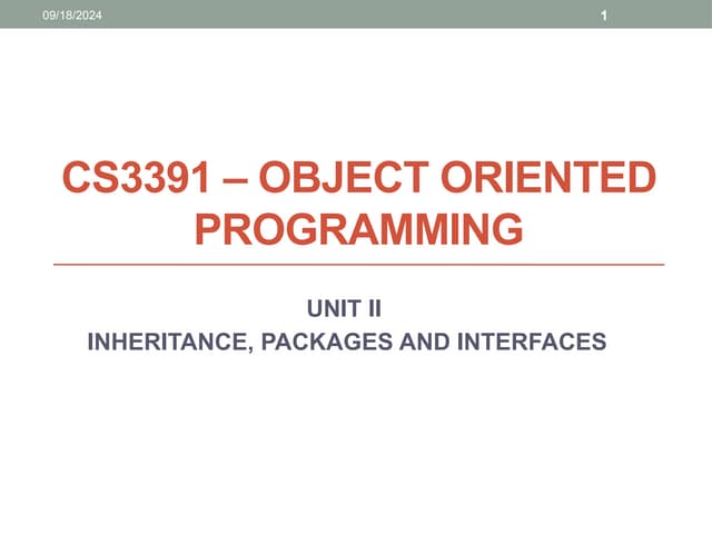 inheritance, Packages and Interfaces.pptx inheritance, Packages and Interfaces.pptx