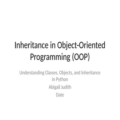 Inheritanceinoopusing Python Programming Ppt