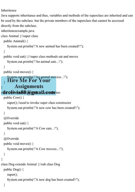 Inheritencejava Supports Inheritance And Thus Variables And Methopdf 4055