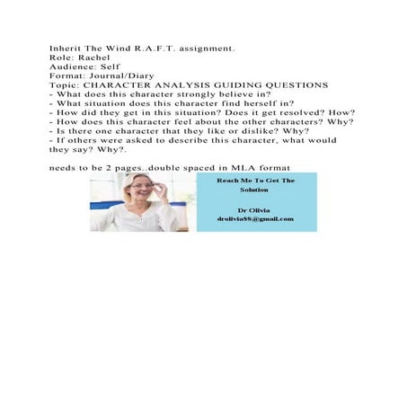 Inherit The Wind R.A.F.T. assignment.Role RachelAudience Self.docx