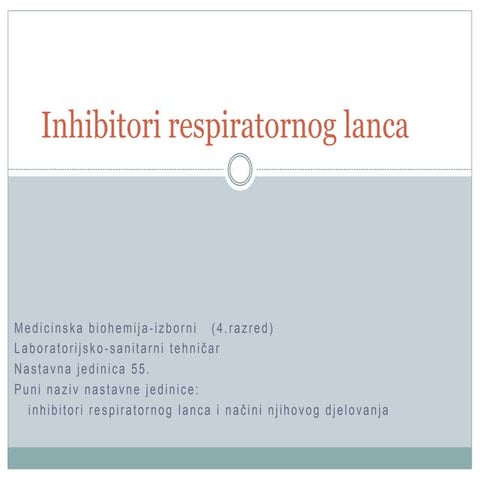 Inhibitori respiratornog lanca | PPT