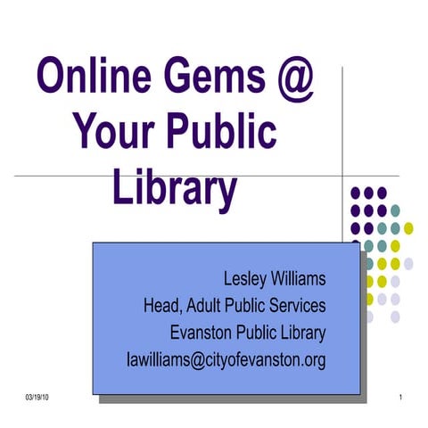 Online Gems From Your Public Library | PPT | Education