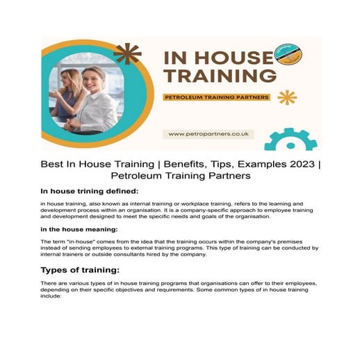 Best In House Training | Benefits, Tips, Examples 2023 | Petroleum ...