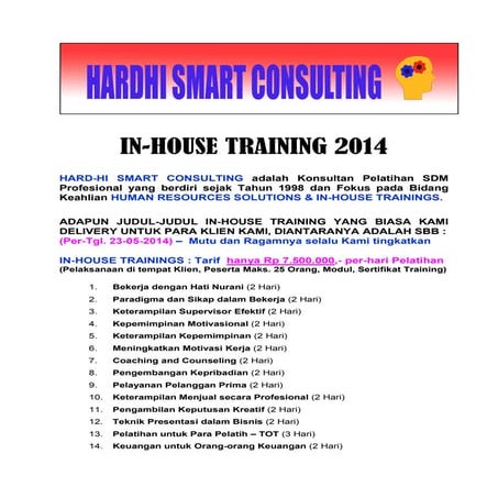 IN-HOUSE TRAINING MURAH 2015 | PDF