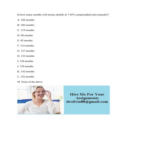 In how many months will money double at 7-45- compounded semi-annually ...