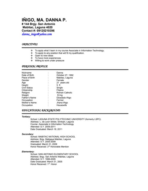 resume for OJT | DOCX | Technology & Computing