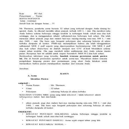 STUDI KASUS ASMA. Anak dan dewasa sesuai gina pptx | PPTX