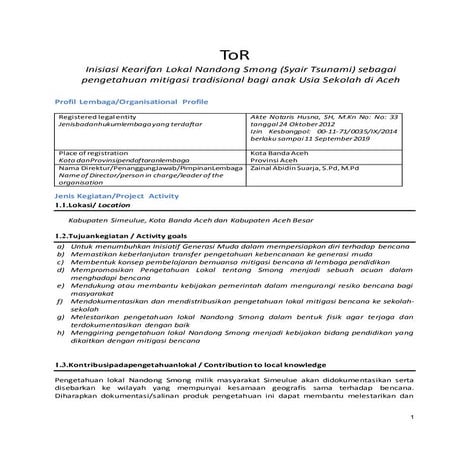 Inisiasi kearifan lokal nandong smong (syair tsunami) sebagai ...