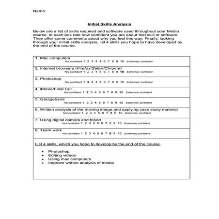 initial skills analysis | DOCX | Technology & Computing