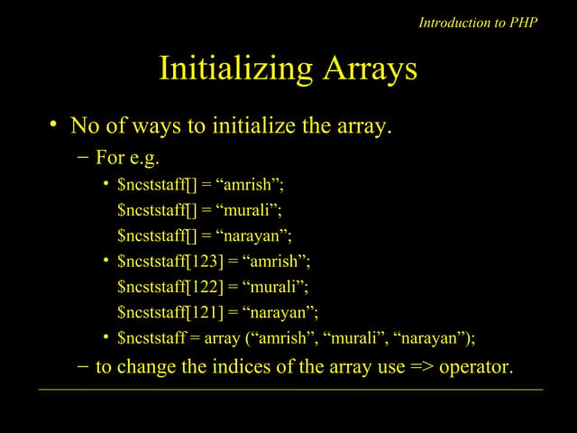 Initializing Arrays Ppt Web Development Internet