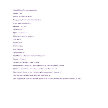 Analysis of pop magazine contents pages | PPTX