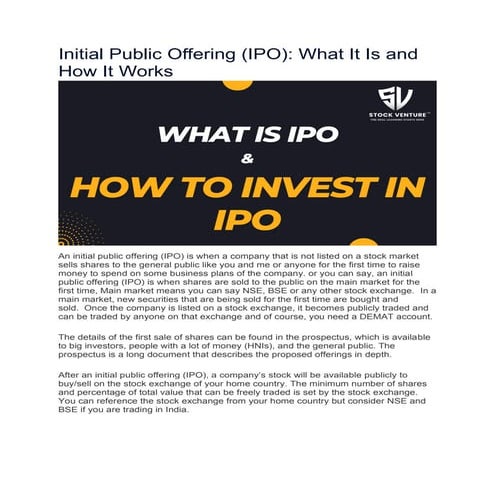 Initial Public Offering (IPO) What It Is and How It Works | PDF