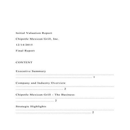 Initial Valuation Report Chipotle Mexican Grill, Inc.docx