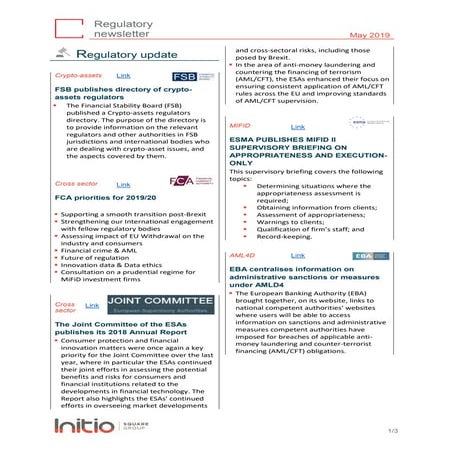 Regulatory newsletter june 2019 - Initio | PDF