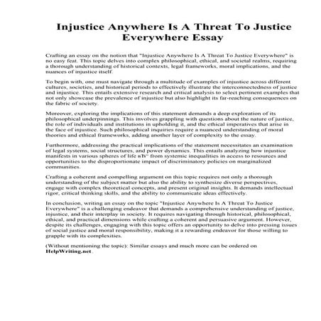 Injustice Anywhere Is A Threat To Justice Everywhere Essay.pdf