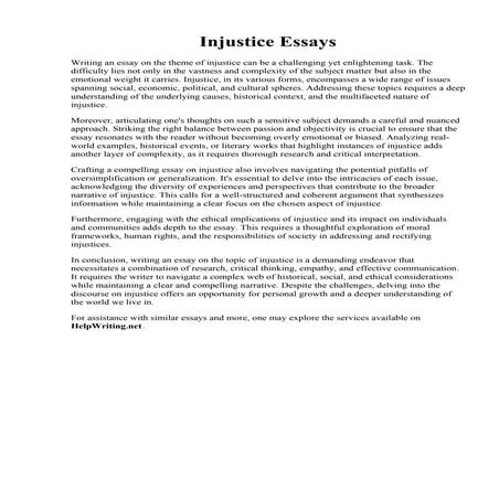 Injustice Essays. Narrative essay: Narrative essay about injustice | PDF