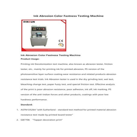 Ink abrasion color fastness testing machine | PDF