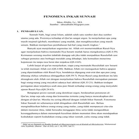 FENOMENA INKAR SUNNAH | DOC