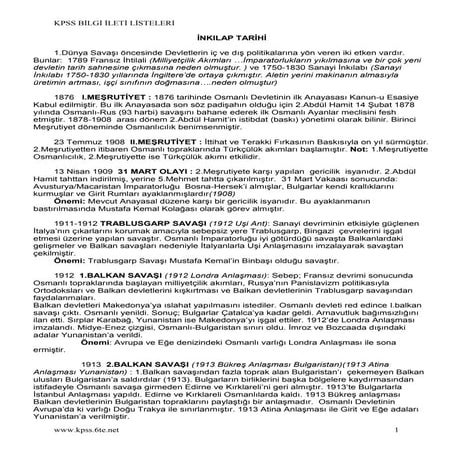 Inkilap Tarihi 1 | PDF