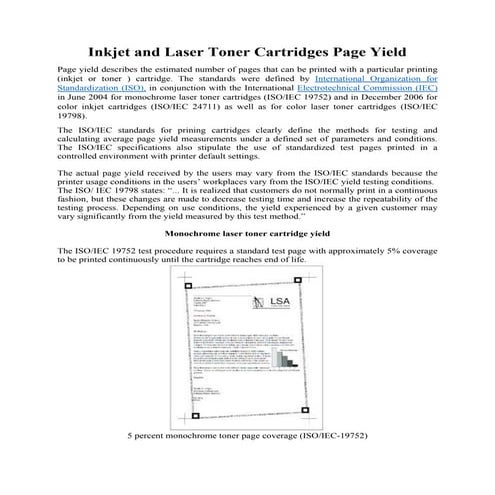 Inkjet cartridges and laser toner cartridges page yield explained | PDF