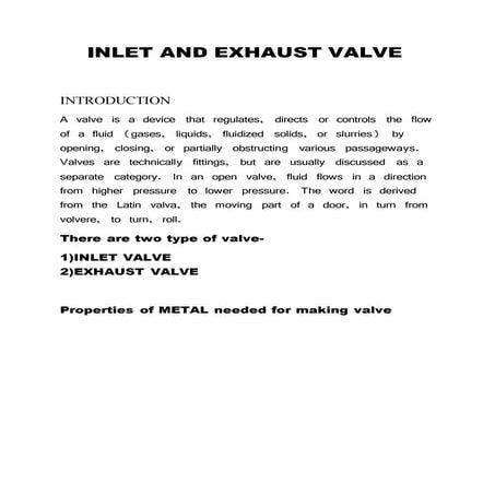 Inlet and exhaust valve | DOCX