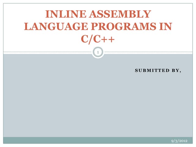 Inline Assembly Language Programs In C Ppt 4121
