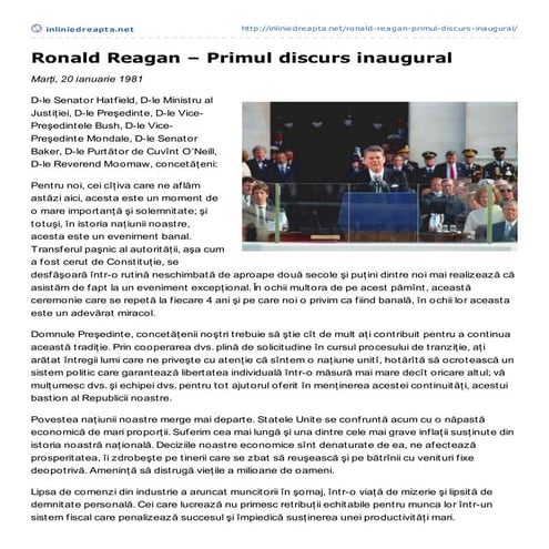 Inliniedreapta.net ronald reagan-_primul_discurs_inaugural | PDF