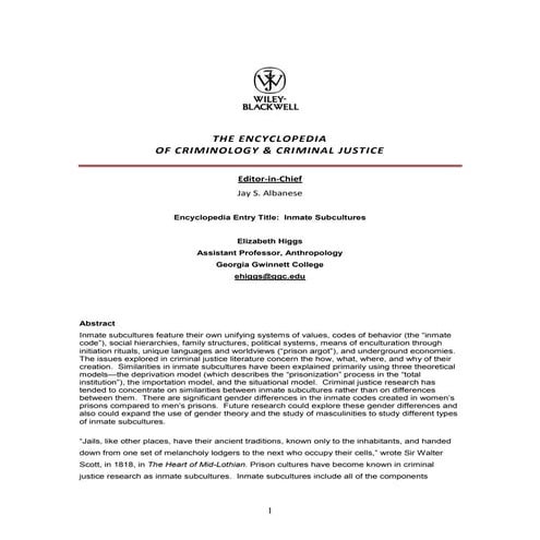Inmate subcultures-higgs | PDF
