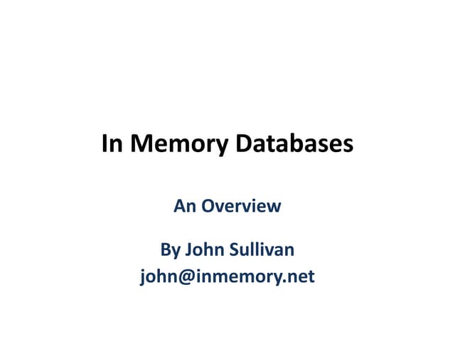 In Memory Databases Presentation Ppt 4585