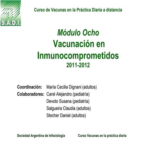 Módulo Vacunas en Inmunocomprometidos | PPT
