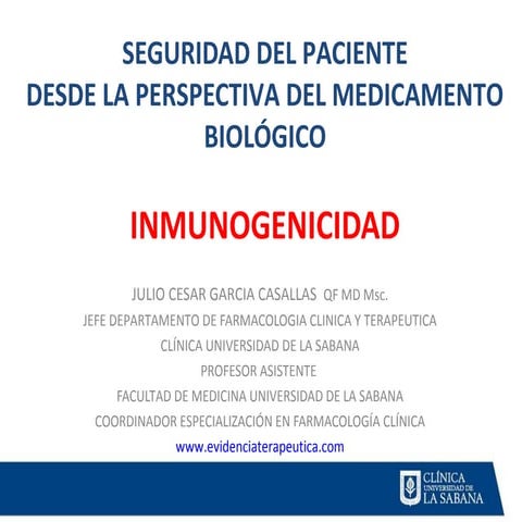 Inmunogenicidad Medicamentos Biológicos | PPT