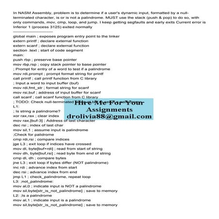 In Nasm Assembly Problem Is To Determine If A Users Dynamipdf