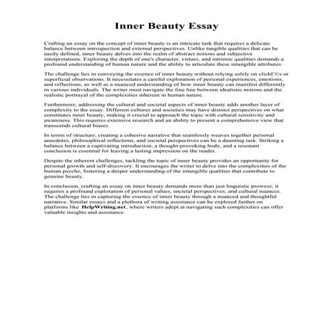 Inner Beauty Essay. Pacific University (Oregon) | PDF