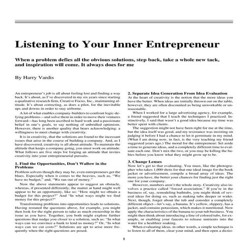 Inner entrepreneur - How to think like an entrepreneur | PDF