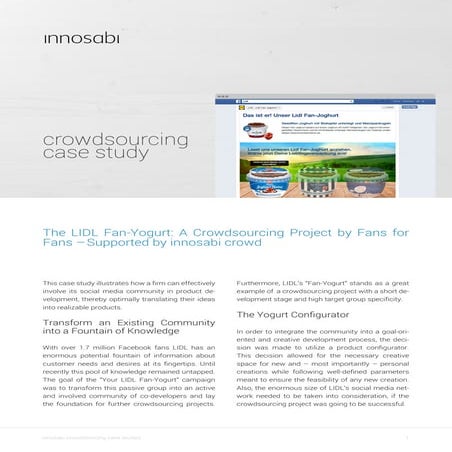innosabi Case Study: The LIDL Fan-Yogurt - A Crowdsourcing Project by Fans for Fans | PDF