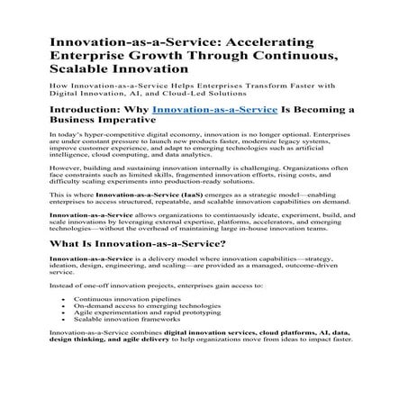 Innovation-as-a-Service: Accelerating Enterprise Growth Through ...