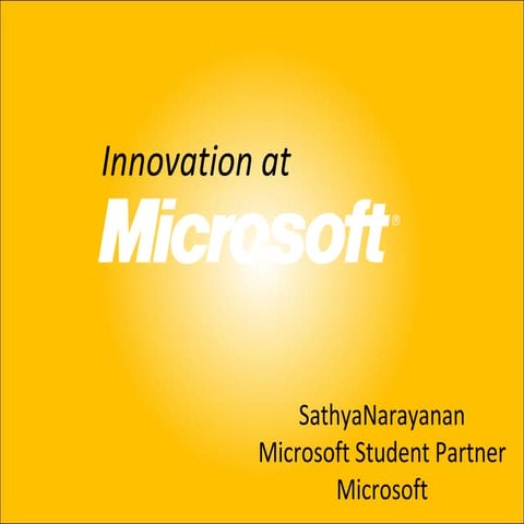 Innovation At Microsoft | PPT | Computing | Technology & Computing