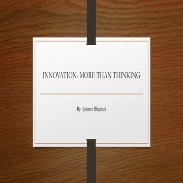 Innovation - A short write-up by Shreyas Sinha | PDF