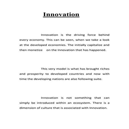 Innovation - A short write-up by Shreyas Sinha | PDF
