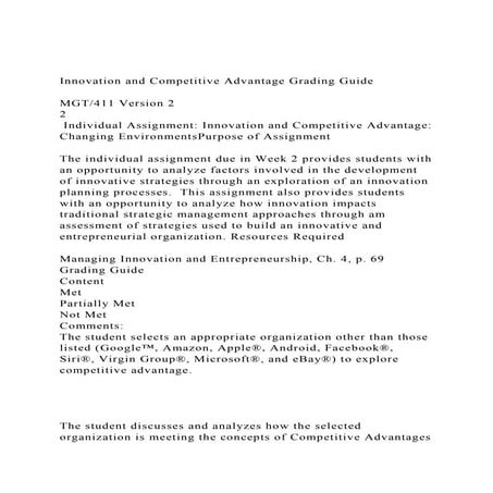 Innovation and Competitive Advantage Grading GuideMGT411 Ve.docx