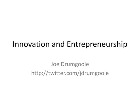 Entrepreneurship And Innovation | PPT