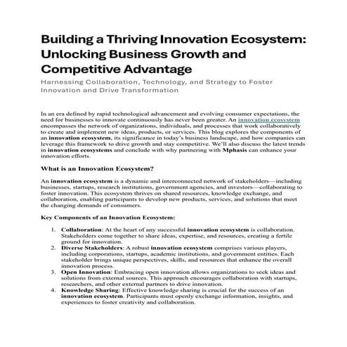 Building a Thriving Innovation Ecosystem: Unlocking Business Growth and ...