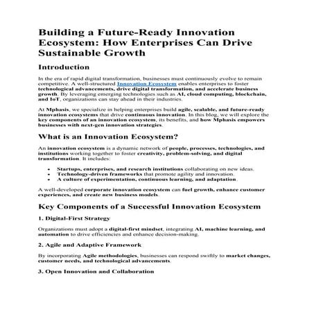 Building a Future-Ready Innovation Ecosystem: How Enterprises Can Drive Sustainable Growth | PDF