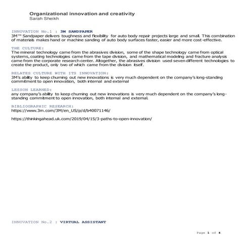 Innovation homework | DOCX