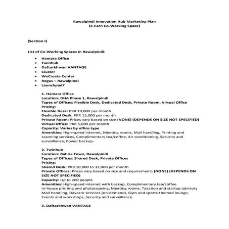 Presentation for Co-work Space for Lahore | PDF