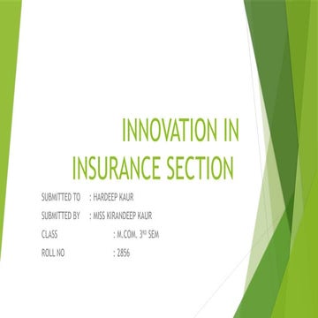 INNOVATION IN INSURANCE SECTION in sadas | PPTX
