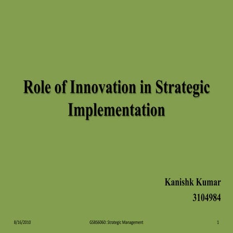 Innovation-Strategic Management | PPTX
