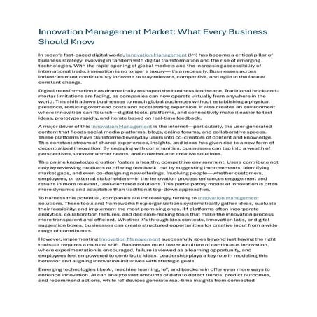 Innovation Management Market: What Every Business Should Know | PDF