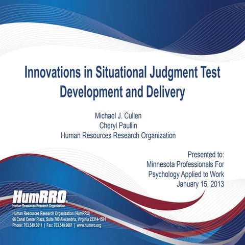 Innovations in situational judgment tests cullen paullin 2013 | PDF