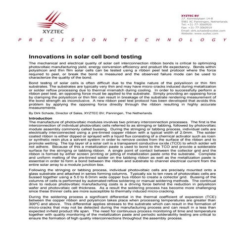 Innovations in solar cell bond testing | PDF
